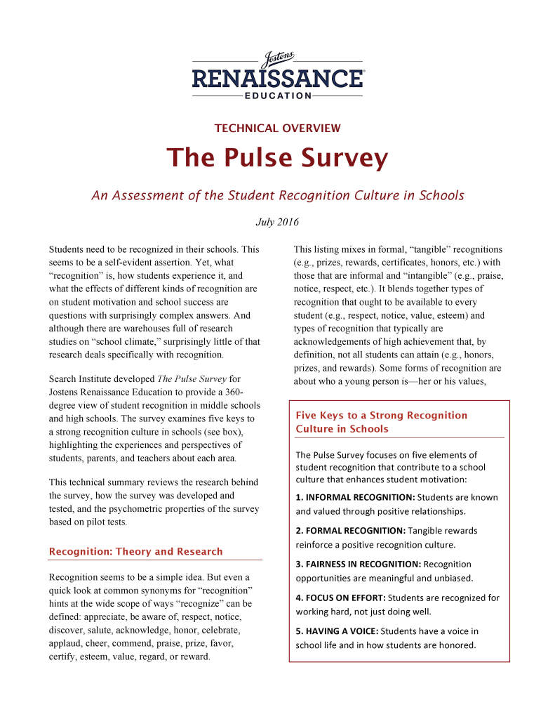 Improve Student Recognition with The Pulse Survey | Jostens Renaissance ...